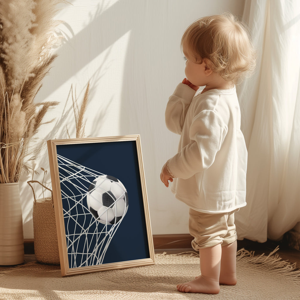 Navy Football Goal Net Wall Art Print, Boys Bedroom Decor – buryprints